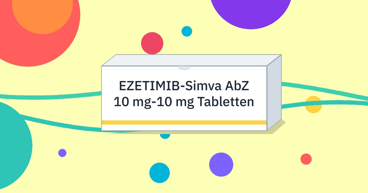 Symbolbild: Packung mit der Aufschrift EZETIMIB-Simva AbZ 10 mg-10 mg Tabletten (PZN 13863122) – Verfügbarkeit und Bezug in Apotheken in Frankfurt am Main
