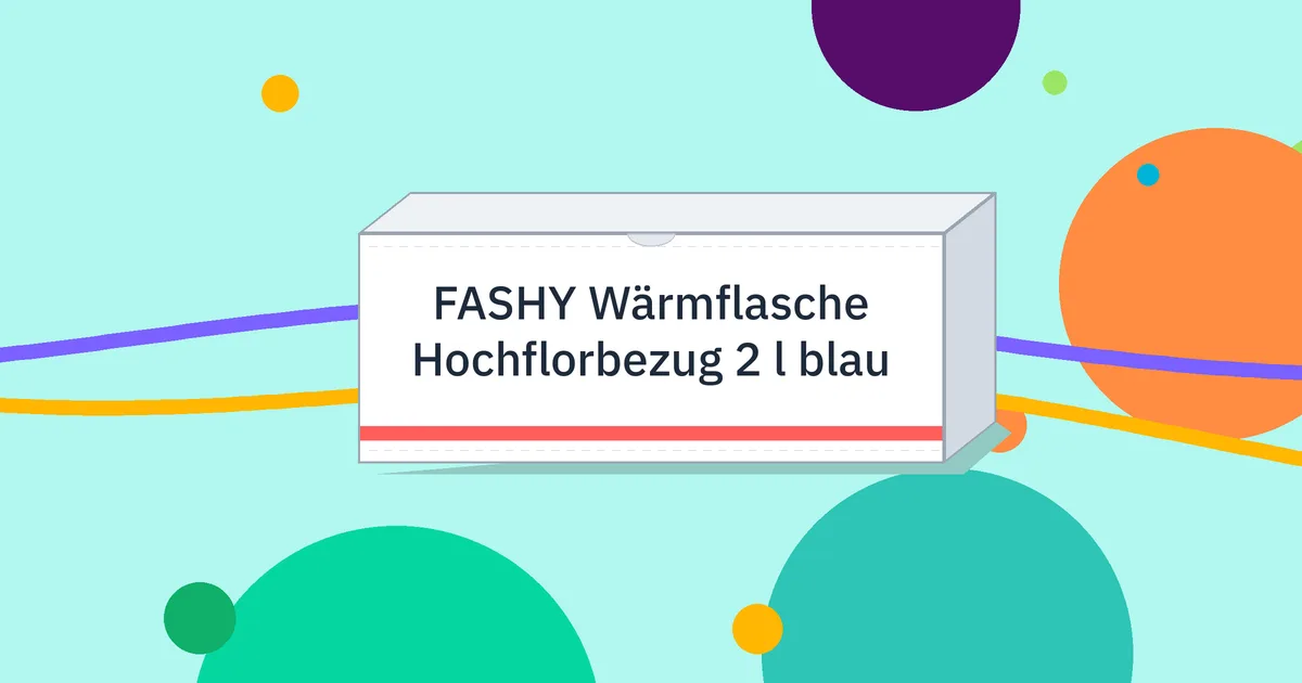 Symbolbild: Packung mit der Aufschrift FASHY Wärmflasche Hochflorbezug 2 l blau (PZN 19137150) – Verfügbarkeit und Bezug in Apotheken in Frankfurt am Main
