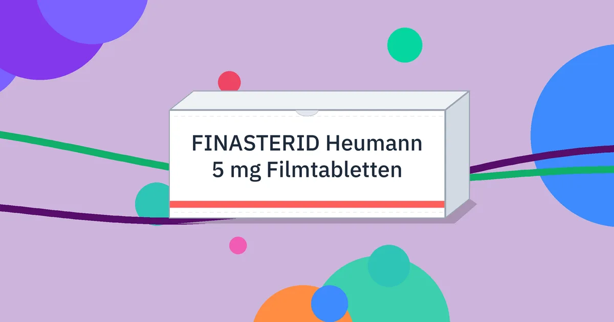 Symbolbild: Packung mit der Aufschrift FINASTERID Heumann 5 mg Filmtabletten (PZN 02170930) – Verfügbarkeit und Bezug in Apotheken in Frankfurt am Main
