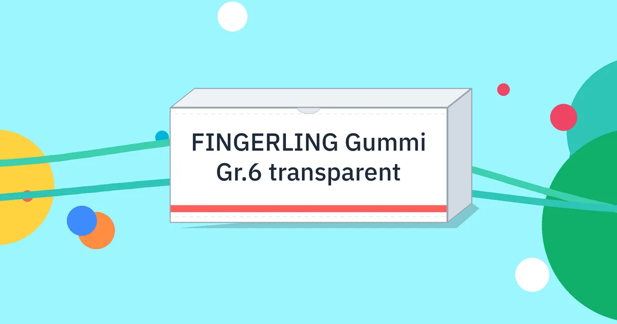 Symbolbild: Packung mit der Aufschrift FINGERLING Gummi Gr.6 transparent (PZN 01726911) – Verfügbarkeit und Bezug in Apotheken in Frankfurt am Main