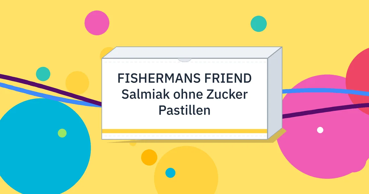 Symbolbild: Packung mit der Aufschrift FISHERMANS FRIEND Salmiak ohne Zucker Pastillen (PZN 02433855) – Verfügbarkeit und Bezug in Apotheken in Frankfurt am Main