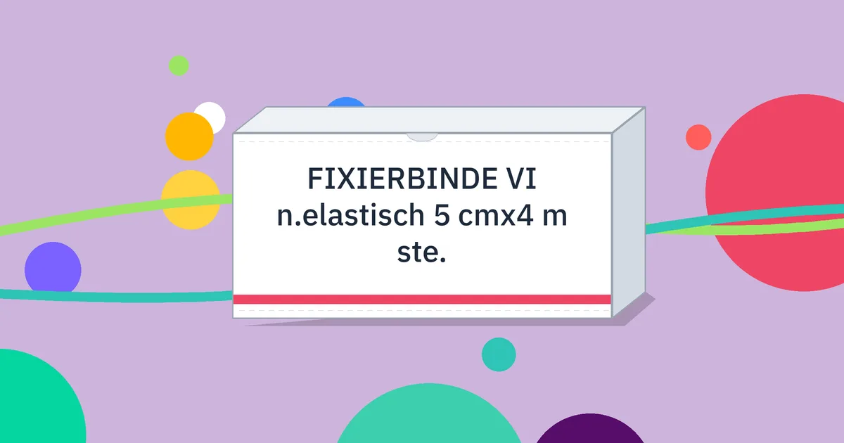 Symbolbild: Packung mit der Aufschrift FIXIERBINDE VI n.elastisch 5 cmx4 m ste. (PZN 06931722) – Verfügbarkeit und Bezug in Apotheken in Frankfurt am Main