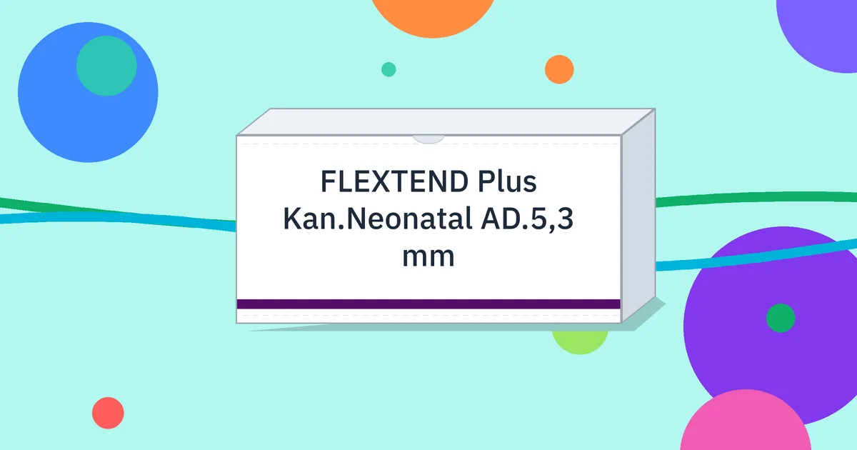 Symbolbild: Packung mit der Aufschrift FLEXTEND Plus Kan.Neonatal AD.5,3 mm (PZN 09217095) – Verfügbarkeit und Bezug in Apotheken in Frankfurt am Main
