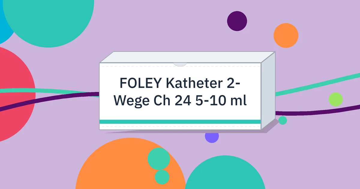 Symbolbild: Packung mit der Aufschrift FOLEY Katheter 2-Wege Ch 24 5-10 ml (PZN 04366005) – Verfügbarkeit und Bezug in Apotheken in Frankfurt am Main