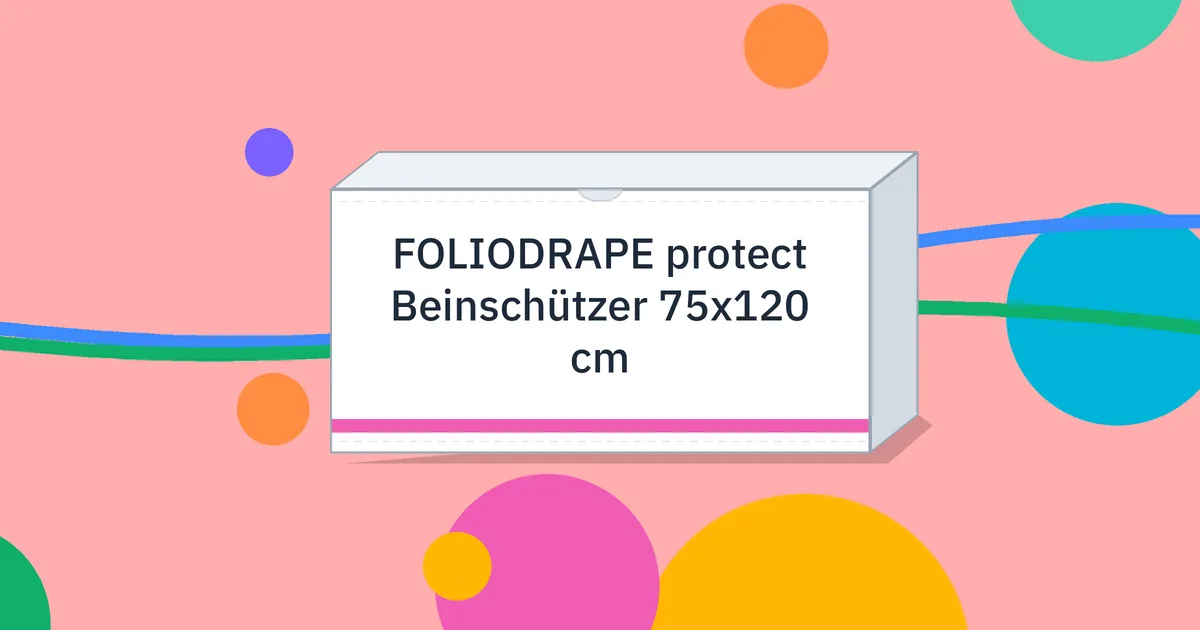 Symbolbild: Packung mit der Aufschrift FOLIODRAPE protect Beinschützer 75x120 cm (PZN 00798280) – Verfügbarkeit und Bezug in Apotheken in Frankfurt am Main