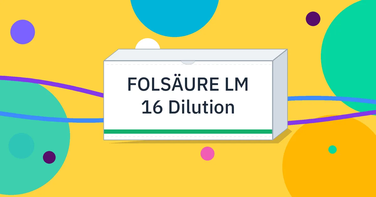 Symbolbild: Packung mit der Aufschrift FOLSÄURE LM 16 Dilution (PZN 12873153) – Verfügbarkeit und Bezug in Apotheken in Frankfurt am Main