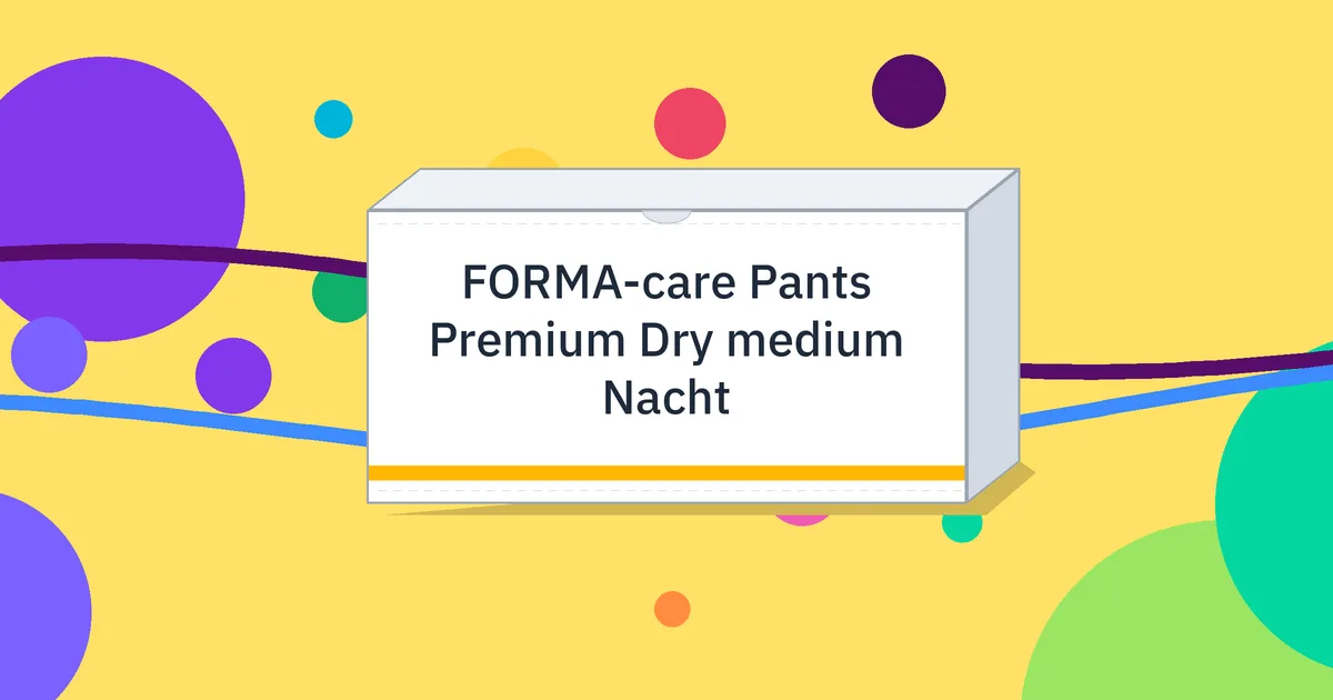 Symbolbild: Packung mit der Aufschrift FORMA-care Pants Premium Dry medium Nacht (PZN 18355910) – Verfügbarkeit und Bezug in Apotheken in Frankfurt am Main