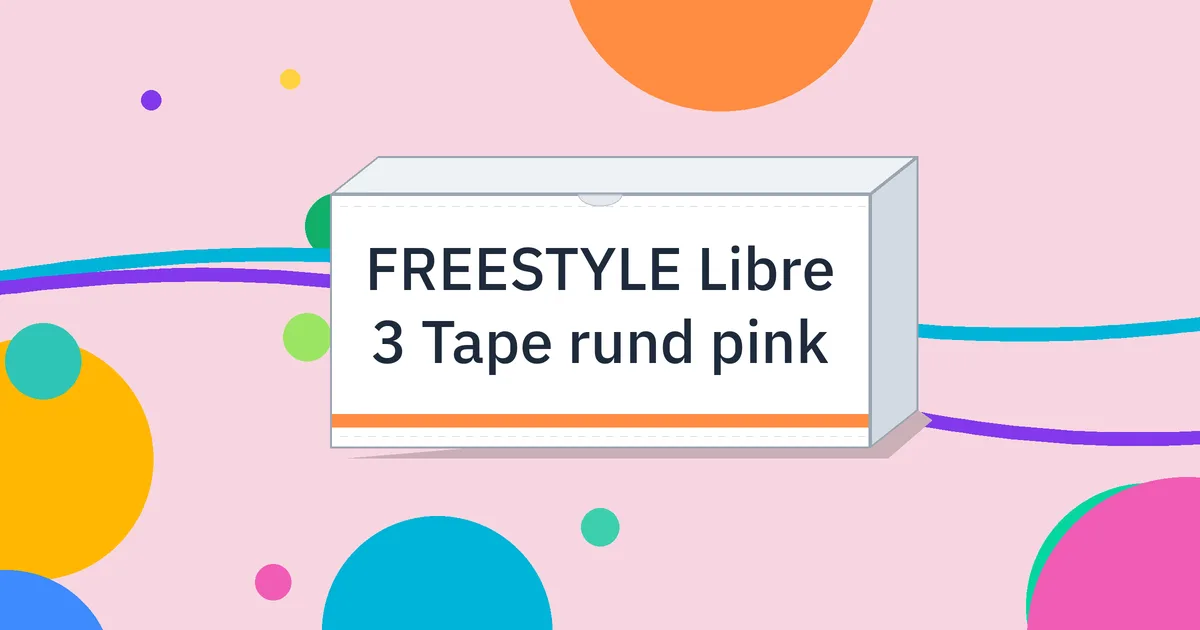 Symbolbild: Packung mit der Aufschrift FREESTYLE Libre 3 Tape rund pink (PZN 18178224) – Verfügbarkeit und Bezug in Apotheken in Frankfurt am Main