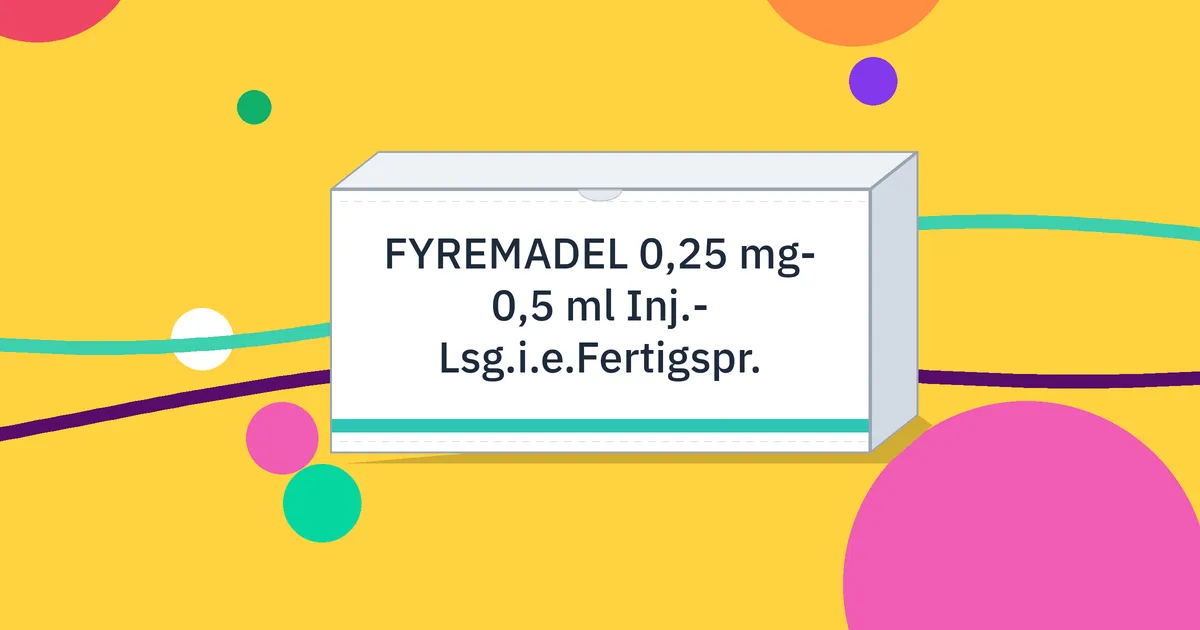 Symbolbild: Packung mit der Aufschrift FYREMADEL 0,25 mg-0,5 ml Inj.-Lsg.i.e.Fertigspr. (PZN 17846296) – Verfügbarkeit und Bezug in Apotheken in Frankfurt am Main
