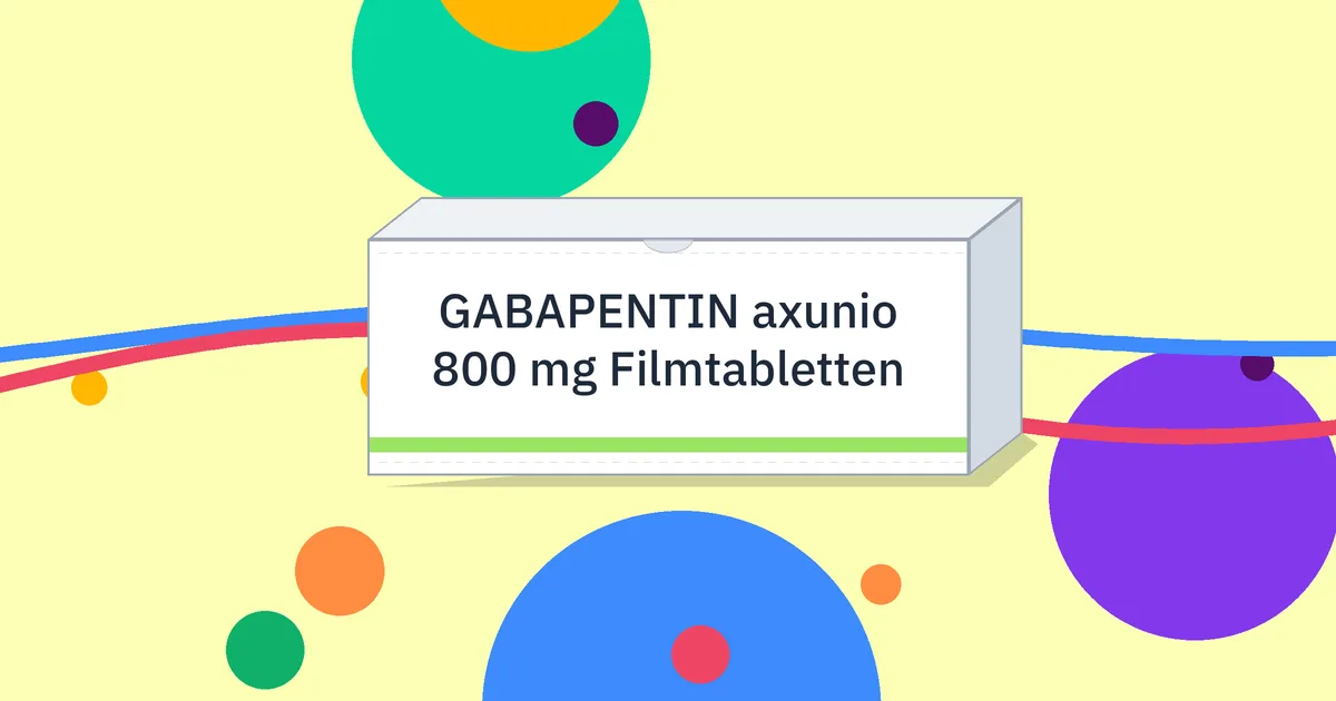 Symbolbild: Packung mit der Aufschrift GABAPENTIN axunio 800 mg Filmtabletten (PZN 18705043) – Verfügbarkeit und Bezug in Apotheken in Frankfurt am Main
