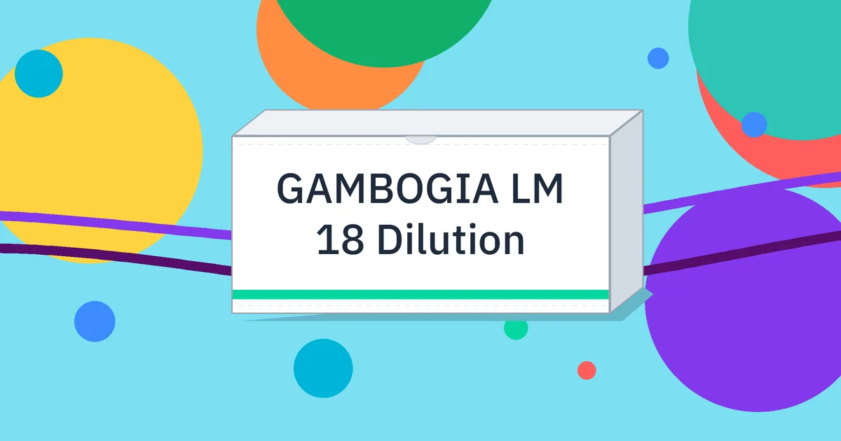 Symbolbild: Packung mit der Aufschrift GAMBOGIA LM 18 Dilution (PZN 13498591) – Verfügbarkeit und Bezug in Apotheken in Frankfurt am Main
