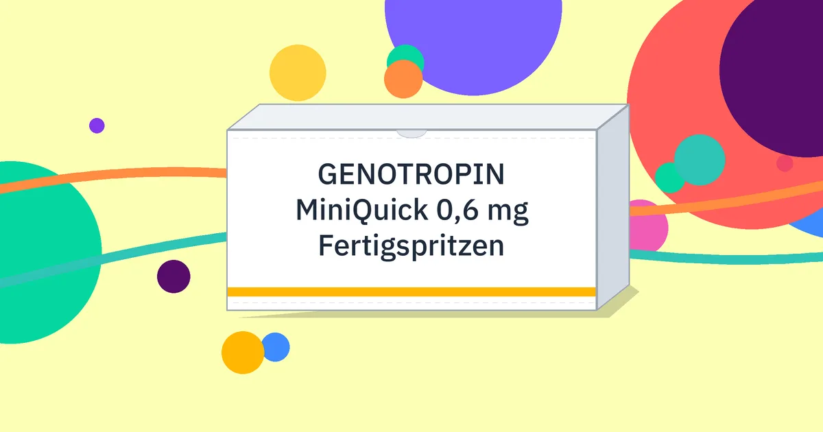 Symbolbild: Packung mit der Aufschrift GENOTROPIN MiniQuick 0,6 mg Fertigspritzen (PZN 11302514) – Verfügbarkeit und Bezug in Apotheken in Frankfurt am Main