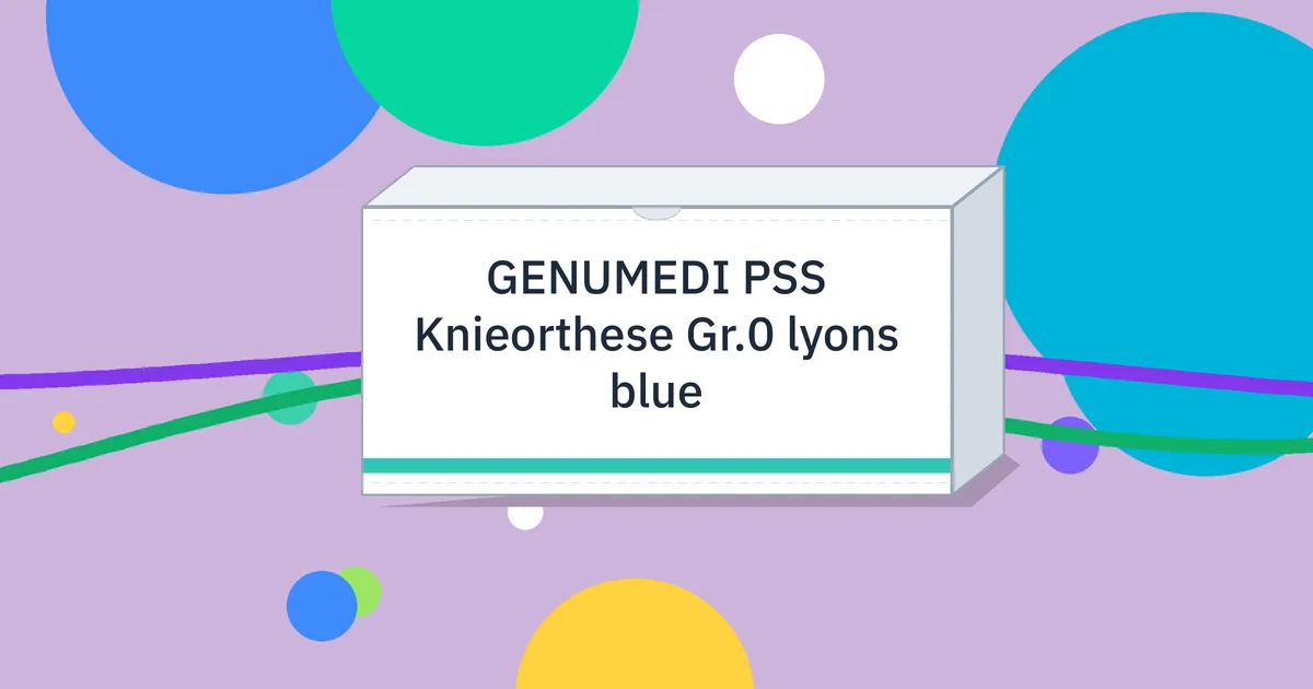 Symbolbild: Packung mit der Aufschrift GENUMEDI PSS Knieorthese Gr.0 lyons blue (PZN 18050702) – Verfügbarkeit und Bezug in Apotheken in Frankfurt am Main