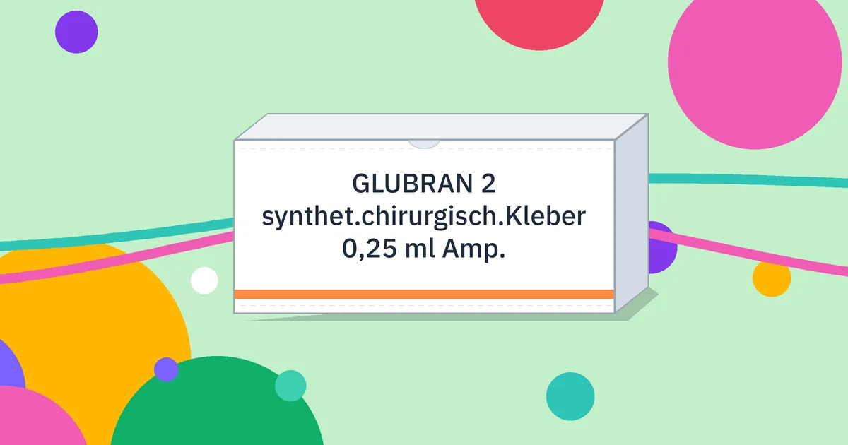 Symbolbild: Packung mit der Aufschrift GLUBRAN 2 synthet.chirurgisch.Kleber 0,25 ml Amp. (PZN 11031707) – Verfügbarkeit und Bezug in Apotheken in Frankfurt am Main