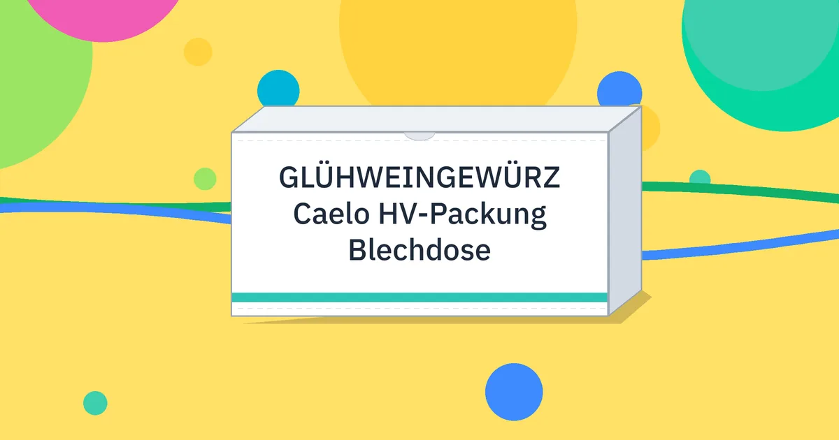 Symbolbild: Packung mit der Aufschrift GLÜHWEINGEWÜRZ Caelo HV-Packung Blechdose (PZN 10549098) – Verfügbarkeit und Bezug in Apotheken in Frankfurt am Main