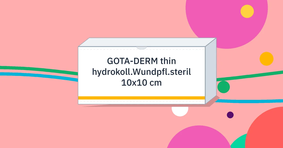 Symbolbild: Packung mit der Aufschrift GOTA-DERM thin hydrokoll.Wundpfl.steril 10x10 cm (PZN 00166539) – Verfügbarkeit und Bezug in Apotheken in Frankfurt am Main