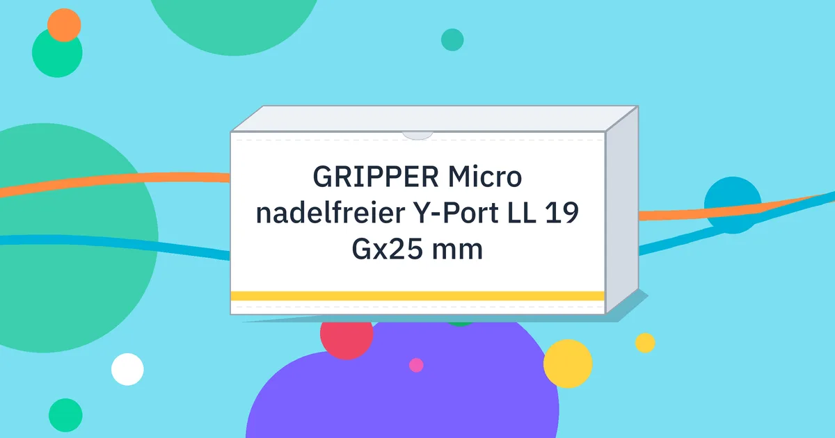 Symbolbild: Packung mit der Aufschrift GRIPPER Micro nadelfreier Y-Port LL 19 Gx25 mm (PZN 09675515) – Verfügbarkeit und Bezug in Apotheken in Frankfurt am Main