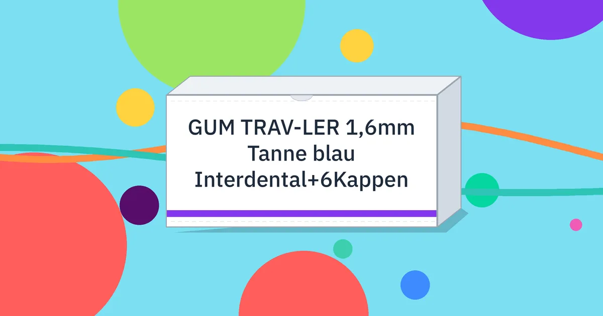 Symbolbild: Packung mit der Aufschrift GUM TRAV-LER 1,6mm Tanne blau Interdental+6Kappen (PZN 09714333) – Verfügbarkeit und Bezug in Apotheken in Frankfurt am Main