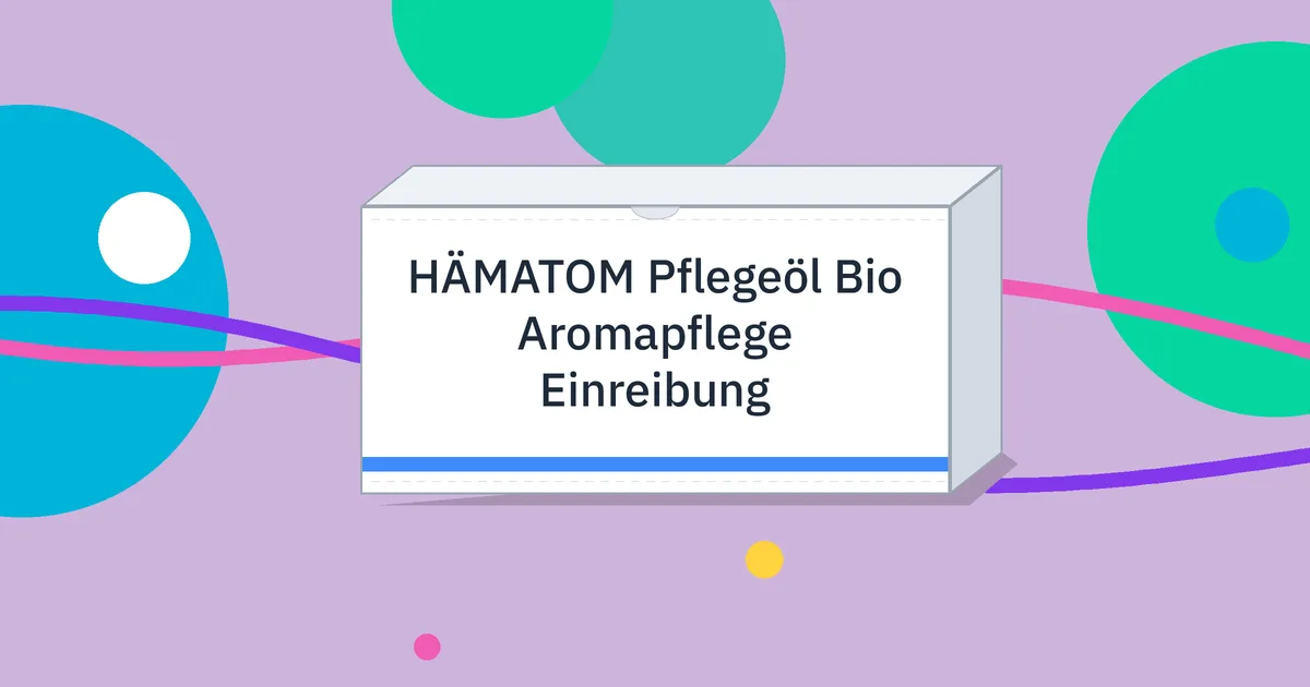 Symbolbild: Packung mit der Aufschrift HÄMATOM Pflegeöl Bio Aromapflege Einreibung (PZN 17230997) – Verfügbarkeit und Bezug in Apotheken in Frankfurt am Main
