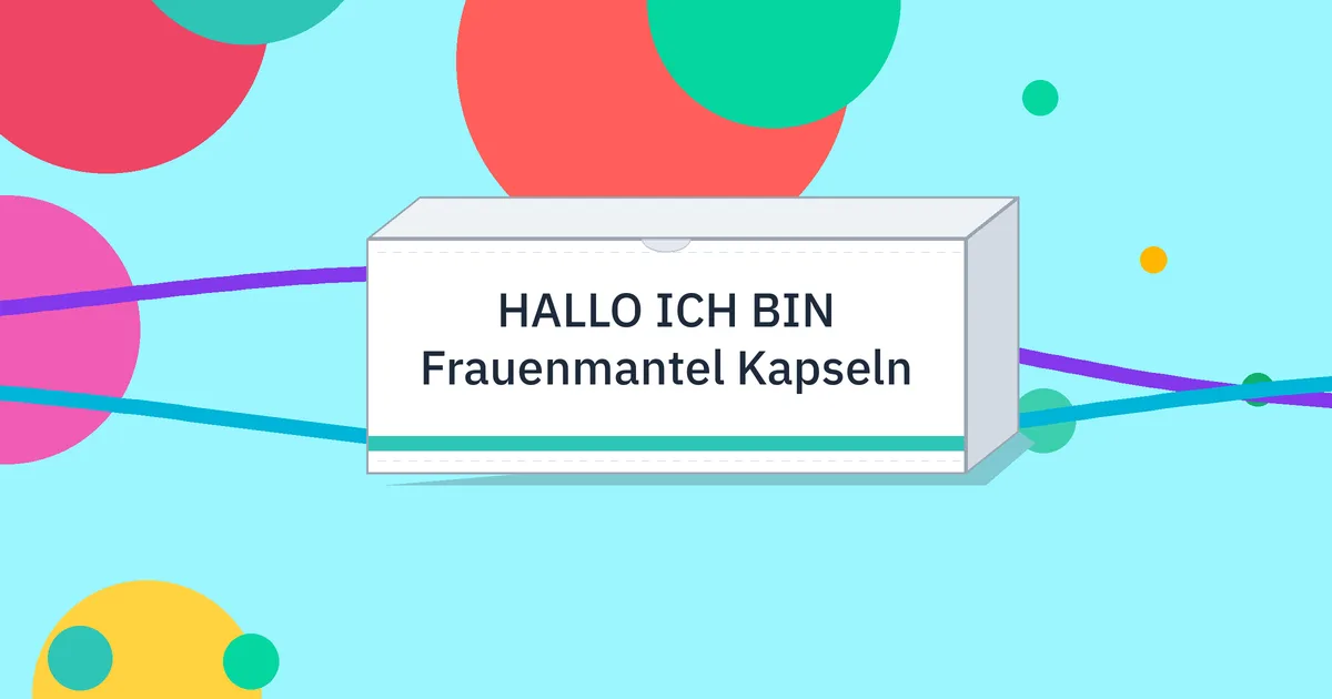Symbolbild: Packung mit der Aufschrift HALLO ICH BIN Frauenmantel Kapseln (PZN 15377495) – Verfügbarkeit und Bezug in Apotheken in Frankfurt am Main