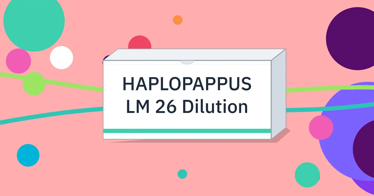 Symbolbild: Packung mit der Aufschrift HAPLOPAPPUS LM 26 Dilution (PZN 12885044) – Verfügbarkeit und Bezug in Apotheken in Frankfurt am Main