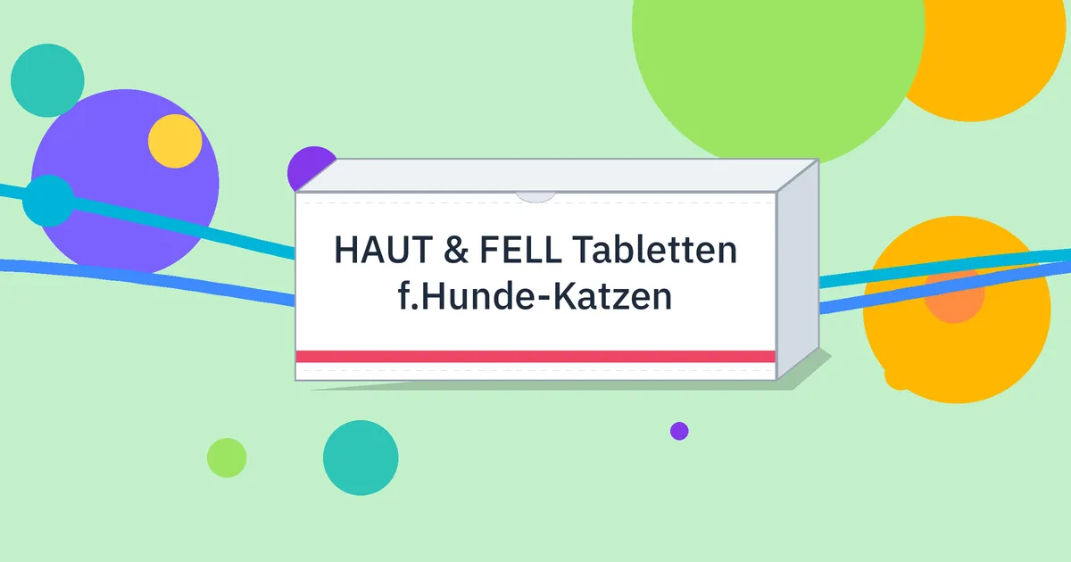 Symbolbild: Packung mit der Aufschrift HAUT & FELL Tabletten f.Hunde-Katzen (PZN 19459416) – Verfügbarkeit und Bezug in Apotheken in Frankfurt am Main