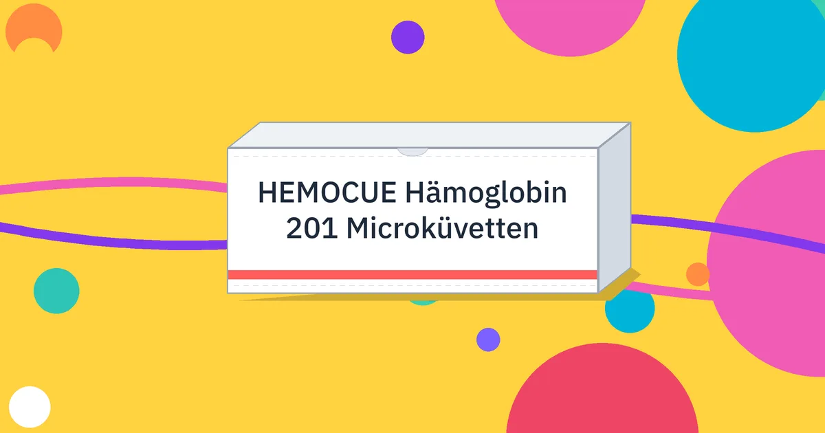 Symbolbild: Packung mit der Aufschrift HEMOCUE Hämoglobin 201 Microküvetten (PZN 18321650) – Verfügbarkeit und Bezug in Apotheken in Frankfurt am Main