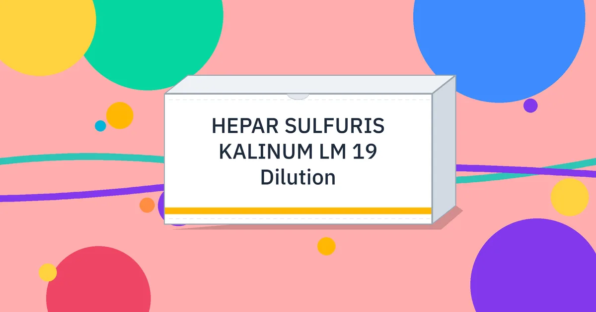 Symbolbild: Packung mit der Aufschrift HEPAR SULFURIS KALINUM LM 19 Dilution (PZN 12887959) – Verfügbarkeit und Bezug in Apotheken in Frankfurt am Main