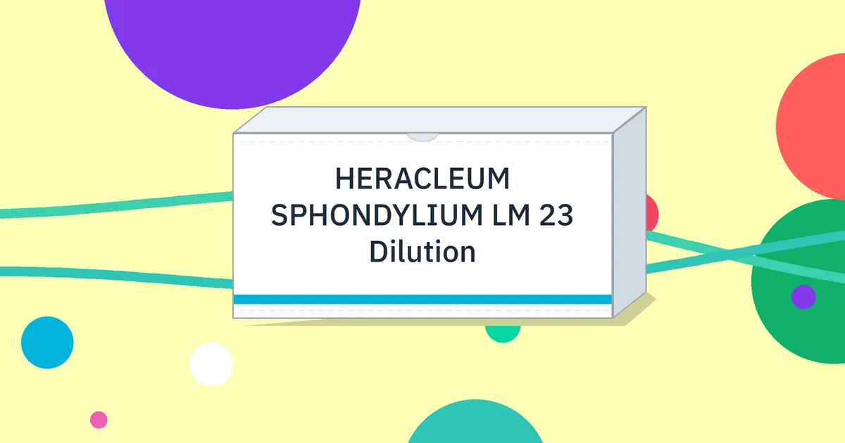 Symbolbild: Packung mit der Aufschrift HERACLEUM SPHONDYLIUM LM 23 Dilution (PZN 13552706) – Verfügbarkeit und Bezug in Apotheken in Frankfurt am Main
