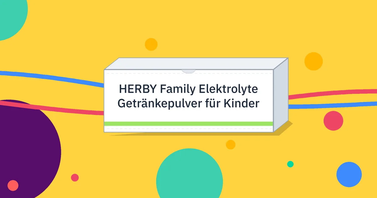 Symbolbild: Packung mit der Aufschrift HERBY Family Elektrolyte Getränkepulver für Kinder (PZN 19280700) – Verfügbarkeit und Bezug in Apotheken in Frankfurt am Main