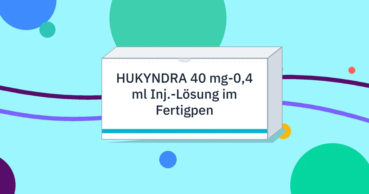 Symbolbild: Packung mit der Aufschrift HUKYNDRA 40 mg-0,4 ml Inj.-Lösung im Fertigpen (PZN 19685839) – Verfügbarkeit und Bezug in Apotheken in Frankfurt am Main