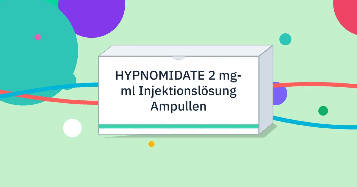 Symbolbild: Packung mit der Aufschrift HYPNOMIDATE 2 mg-ml Injektionslösung Ampullen (PZN 01854738) – Verfügbarkeit und Bezug in Apotheken in Frankfurt am Main