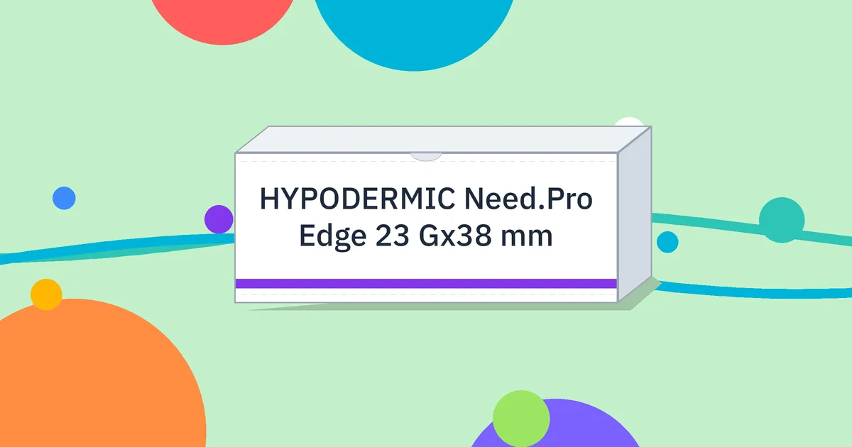 Symbolbild: Packung mit der Aufschrift HYPODERMIC Need.Pro Edge 23 Gx38 mm (PZN 06402981) – Verfügbarkeit und Bezug in Apotheken in Frankfurt am Main
