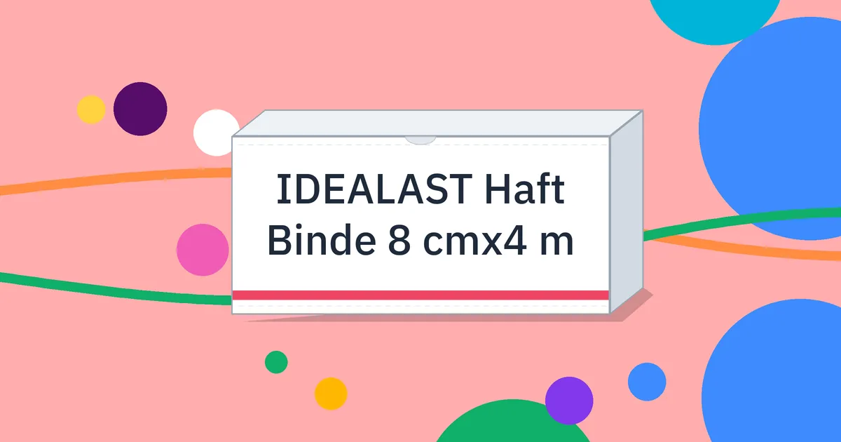 Symbolbild: Packung mit der Aufschrift IDEALAST Haft Binde 8 cmx4 m (PZN 11318509) – Verfügbarkeit und Bezug in Apotheken in Frankfurt am Main