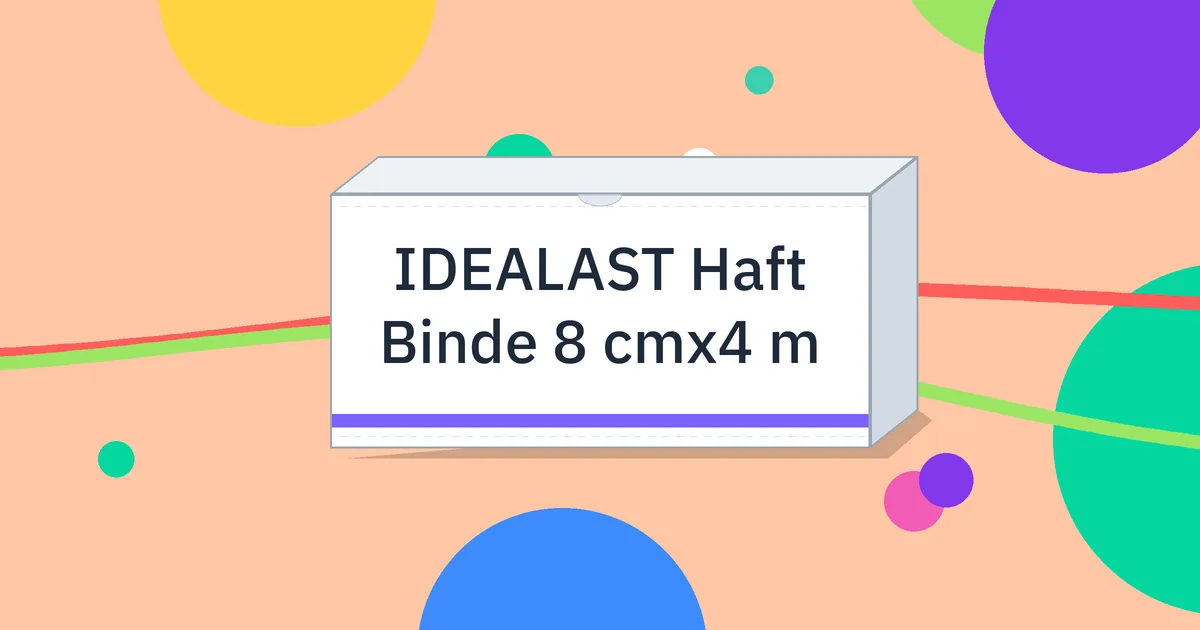 Symbolbild: Packung mit der Aufschrift IDEALAST Haft Binde 8 cmx4 m (PZN 03517436) – Verfügbarkeit und Bezug in Apotheken in Frankfurt am Main