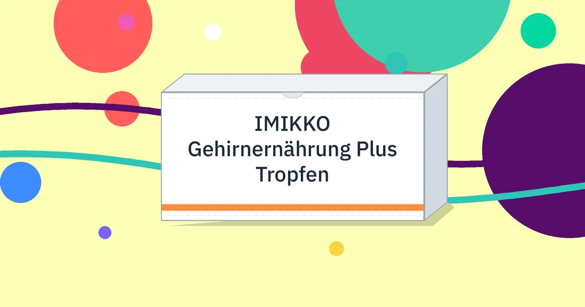 Symbolbild: Packung mit der Aufschrift IMIKKO Gehirnernährung Plus Tropfen (PZN 20368498) – Verfügbarkeit und Bezug in Apotheken in Frankfurt am Main
