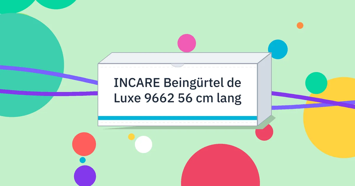 Symbolbild: Packung mit der Aufschrift INCARE Beingürtel de Luxe 9662 56 cm lang (PZN 01561781) – Verfügbarkeit und Bezug in Apotheken in Frankfurt am Main