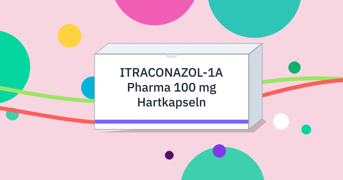 Symbolbild: Packung mit der Aufschrift ITRACONAZOL-1A Pharma 100 mg Hartkapseln (PZN 09384166) – Verfügbarkeit und Bezug in Apotheken in Frankfurt am Main