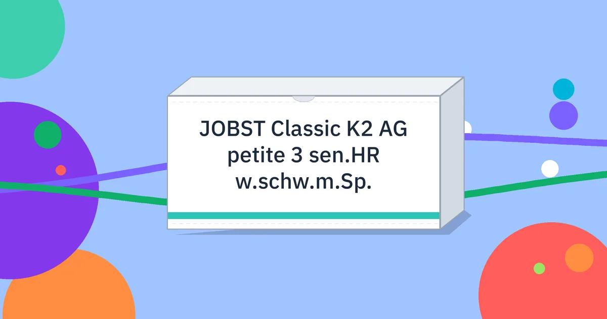 Symbolbild: Packung mit der Aufschrift JOBST Classic K2 AG petite 3 sen.HR w.schw.m.Sp. (PZN 17962192) – Verfügbarkeit und Bezug in Apotheken in Frankfurt am Main