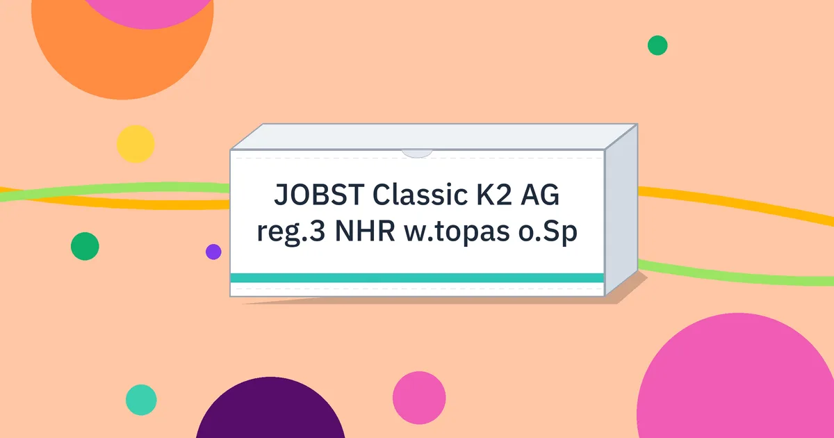 Symbolbild: Packung mit der Aufschrift JOBST Classic K2 AG reg.3 NHR w.topas o.Sp (PZN 13064007) – Verfügbarkeit und Bezug in Apotheken in Frankfurt am Main