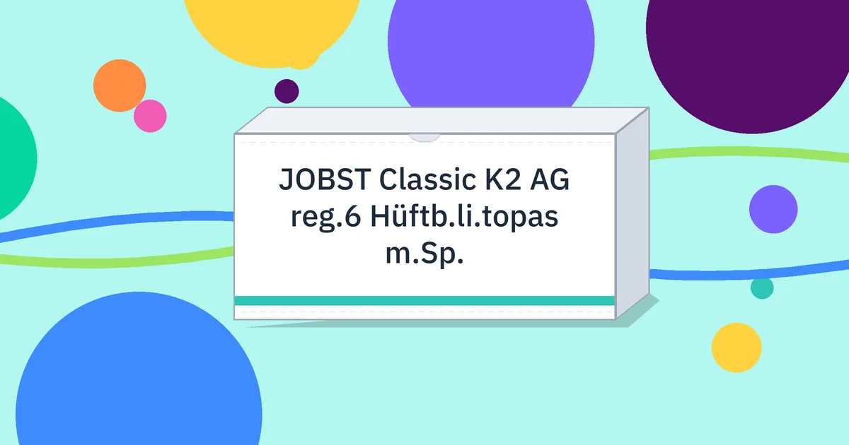 Symbolbild: Packung mit der Aufschrift JOBST Classic K2 AG reg.6 Hüftb.li.topas m.Sp. (PZN 13066058) – Verfügbarkeit und Bezug in Apotheken in Frankfurt am Main