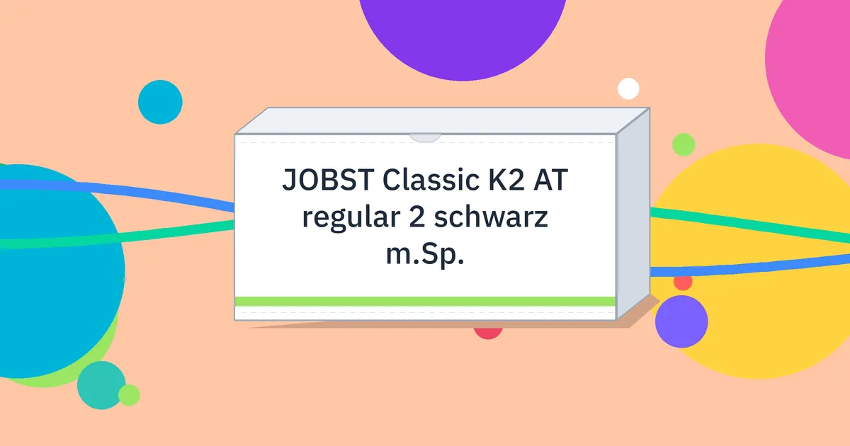Symbolbild: Packung mit der Aufschrift JOBST Classic K2 AT regular 2 schwarz m.Sp. (PZN 10728990) – Verfügbarkeit und Bezug in Apotheken in Frankfurt am Main