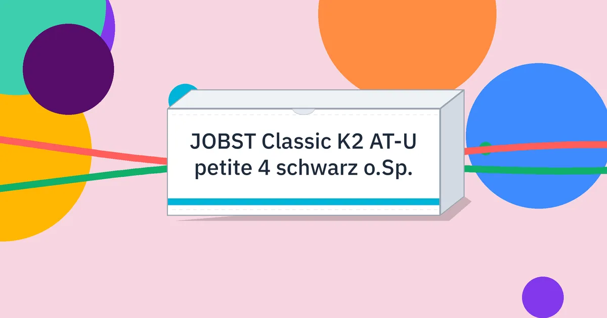 Symbolbild: Packung mit der Aufschrift JOBST Classic K2 AT-U petite 4 schwarz o.Sp. (PZN 13068525) – Verfügbarkeit und Bezug in Apotheken in Frankfurt am Main
