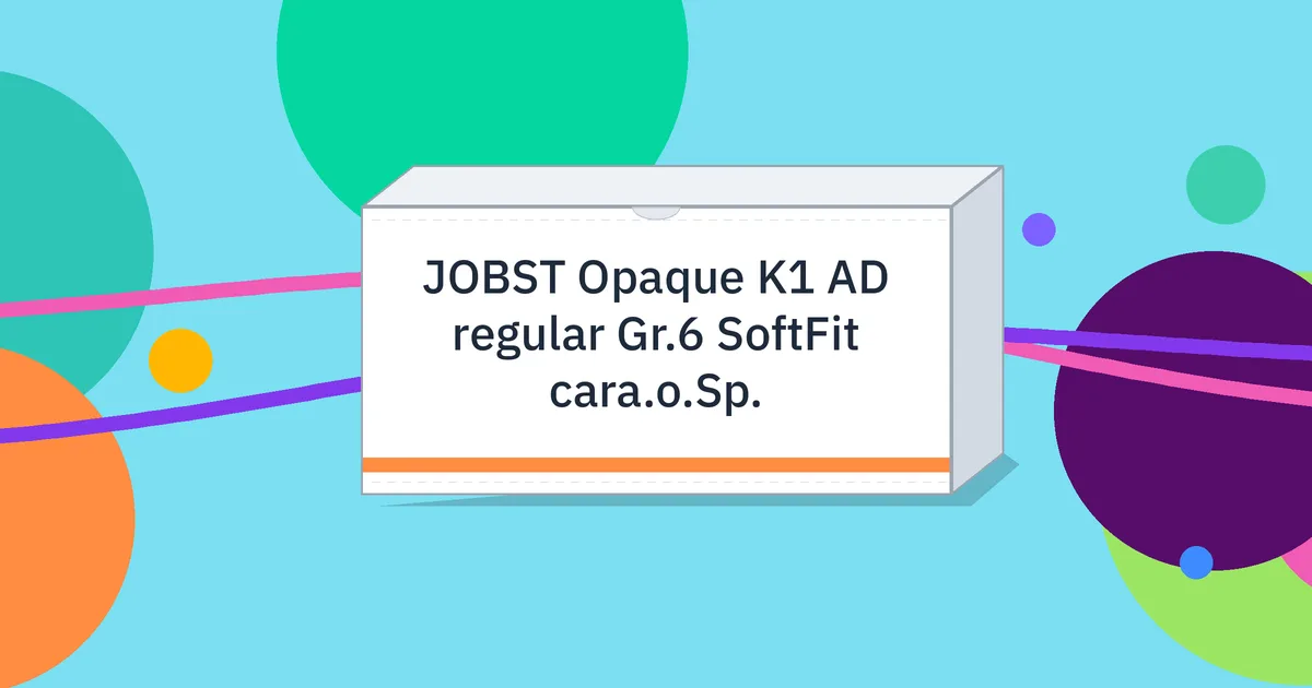 Symbolbild: Packung mit der Aufschrift JOBST Opaque K1 AD regular Gr.6 SoftFit cara.o.Sp. (PZN 13082962) – Verfügbarkeit und Bezug in Apotheken in Frankfurt am Main
