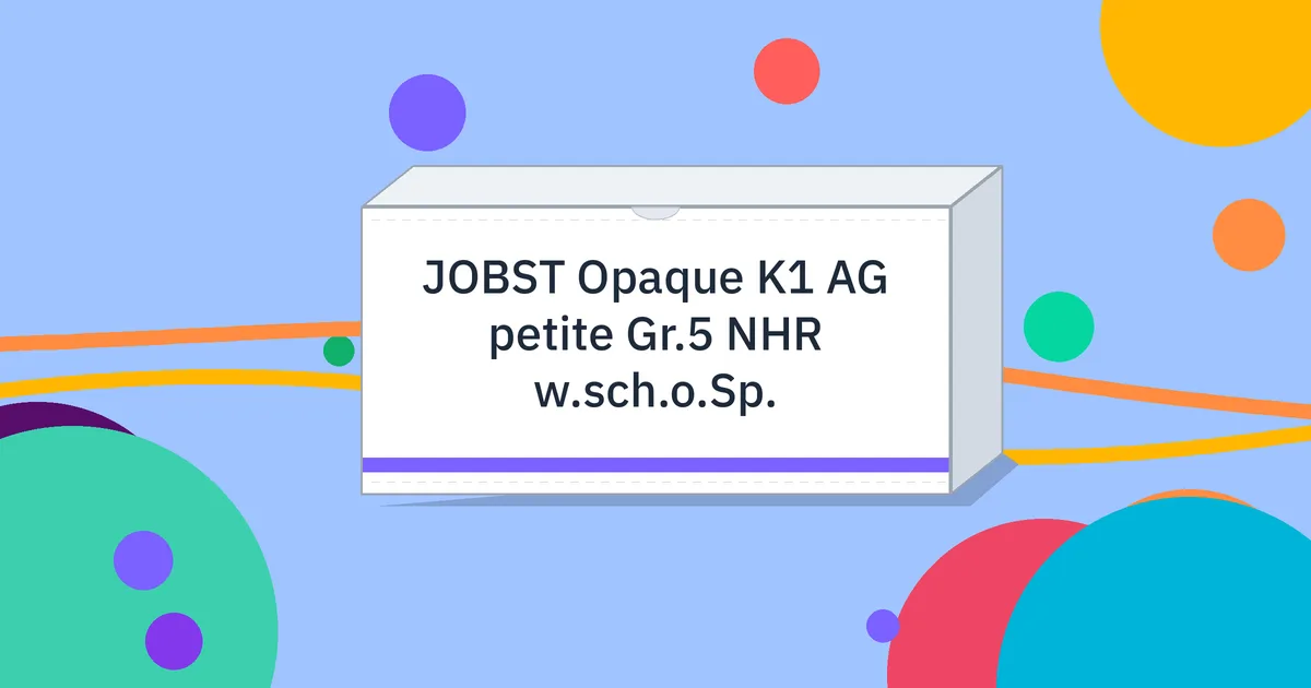 Symbolbild: Packung mit der Aufschrift JOBST Opaque K1 AG petite Gr.5 NHR w.sch.o.Sp. (PZN 13088663) – Verfügbarkeit und Bezug in Apotheken in Frankfurt am Main
