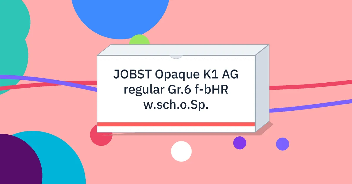 Symbolbild: Packung mit der Aufschrift JOBST Opaque K1 AG regular Gr.6 f-bHR w.sch.o.Sp. (PZN 13094913) – Verfügbarkeit und Bezug in Apotheken in Frankfurt am Main