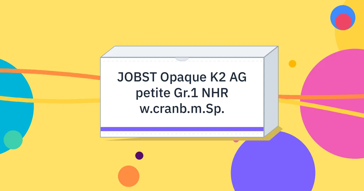 Symbolbild: Packung mit der Aufschrift JOBST Opaque K2 AG petite Gr.1 NHR w.cranb.m.Sp. (PZN 13112485) – Verfügbarkeit und Bezug in Apotheken in Frankfurt am Main