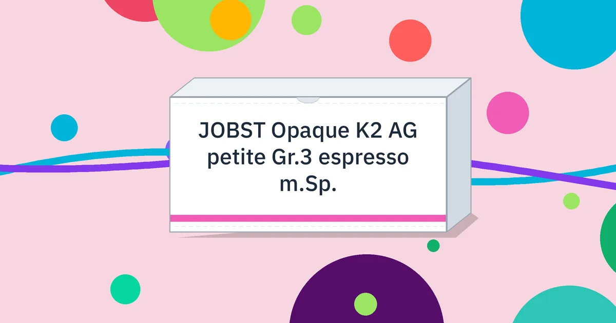 Symbolbild: Packung mit der Aufschrift JOBST Opaque K2 AG petite Gr.3 espresso m.Sp. (PZN 16285565) – Verfügbarkeit und Bezug in Apotheken in Frankfurt am Main