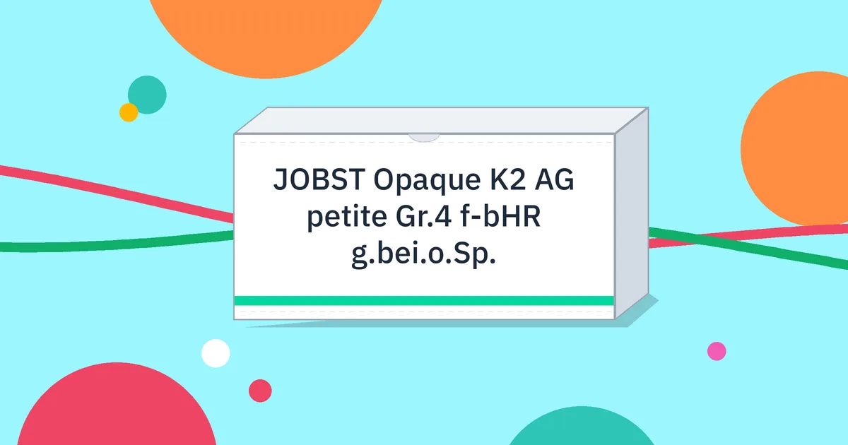 Symbolbild: Packung mit der Aufschrift JOBST Opaque K2 AG petite Gr.4 f-bHR g.bei.o.Sp. (PZN 16283543) – Verfügbarkeit und Bezug in Apotheken in Frankfurt am Main
