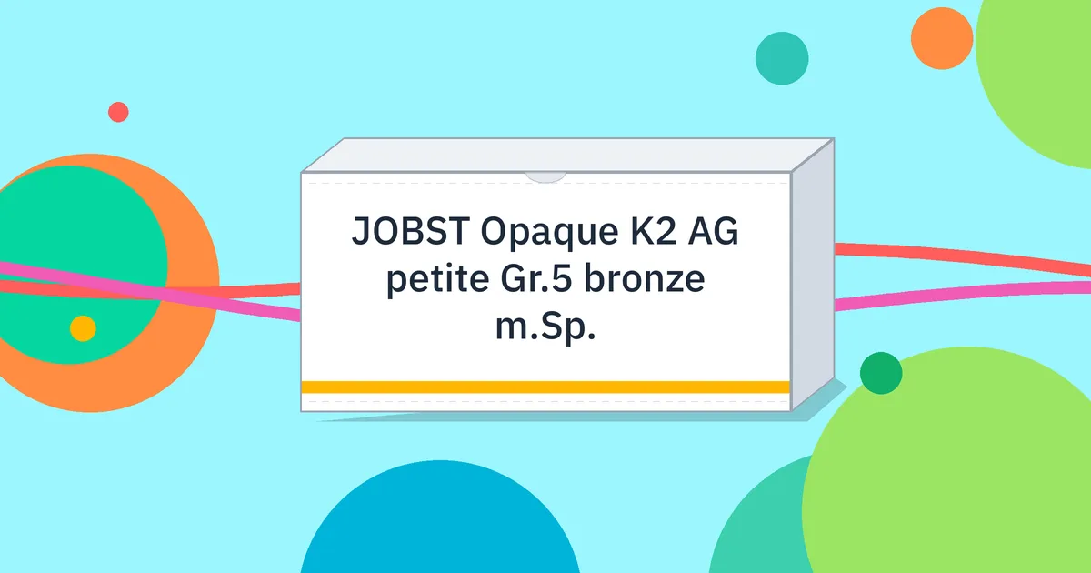 Symbolbild: Packung mit der Aufschrift JOBST Opaque K2 AG petite Gr.5 bronze m.Sp. (PZN 13111770) – Verfügbarkeit und Bezug in Apotheken in Frankfurt am Main